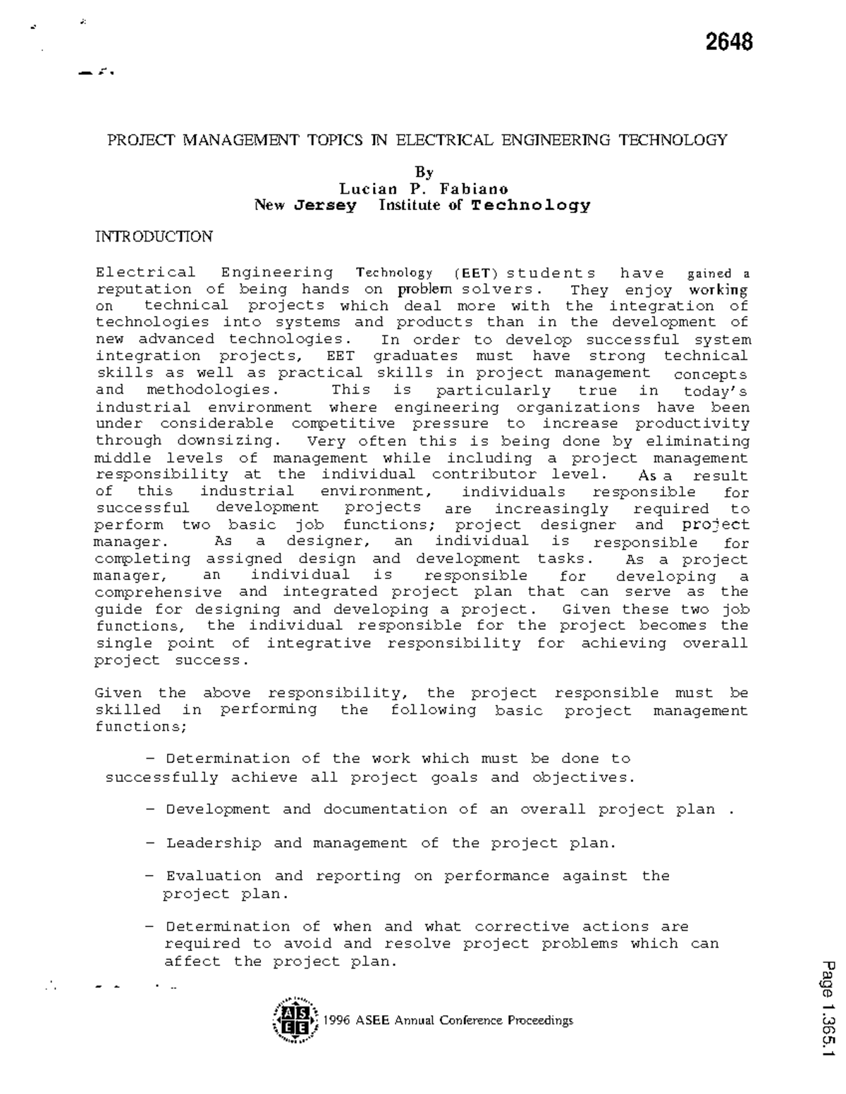 2648 EET Project Management Topics for Capstone Course - Studocu