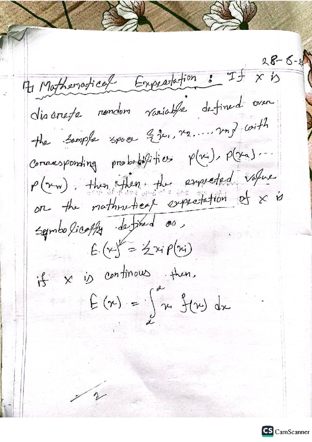 Mathematical Expectation in Statistics: CS 1 Final Exam Notes - Studocu