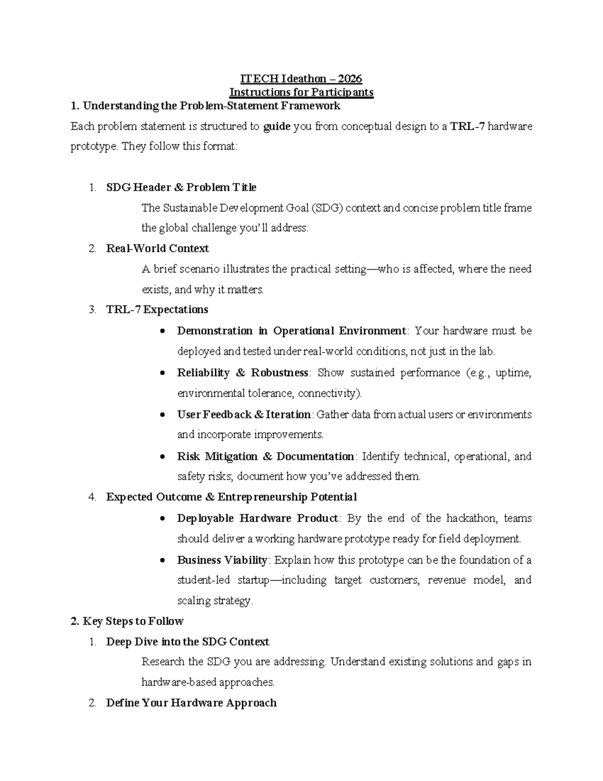 ITECH Ideathon 2026: Participant Guidelines & Problem Statements - Studocu