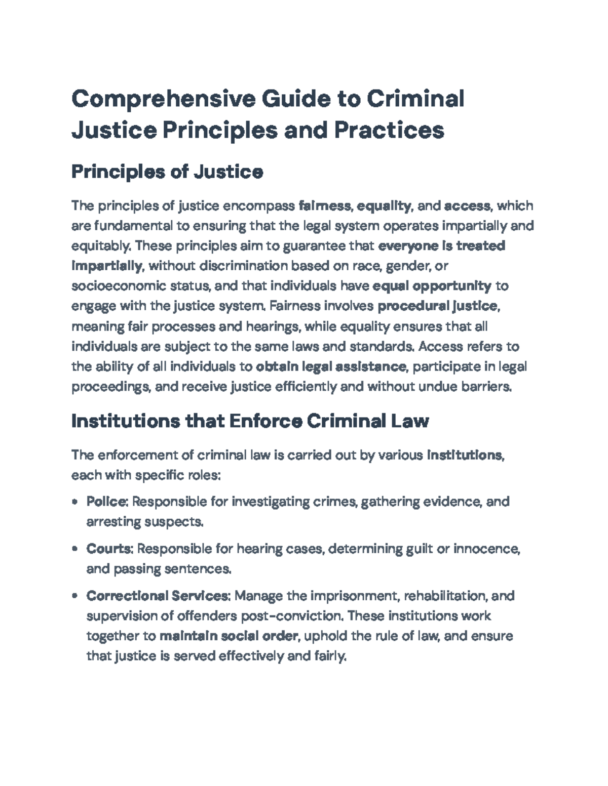 Comprehensive Overview of Criminal Justice Principles & Practices ...