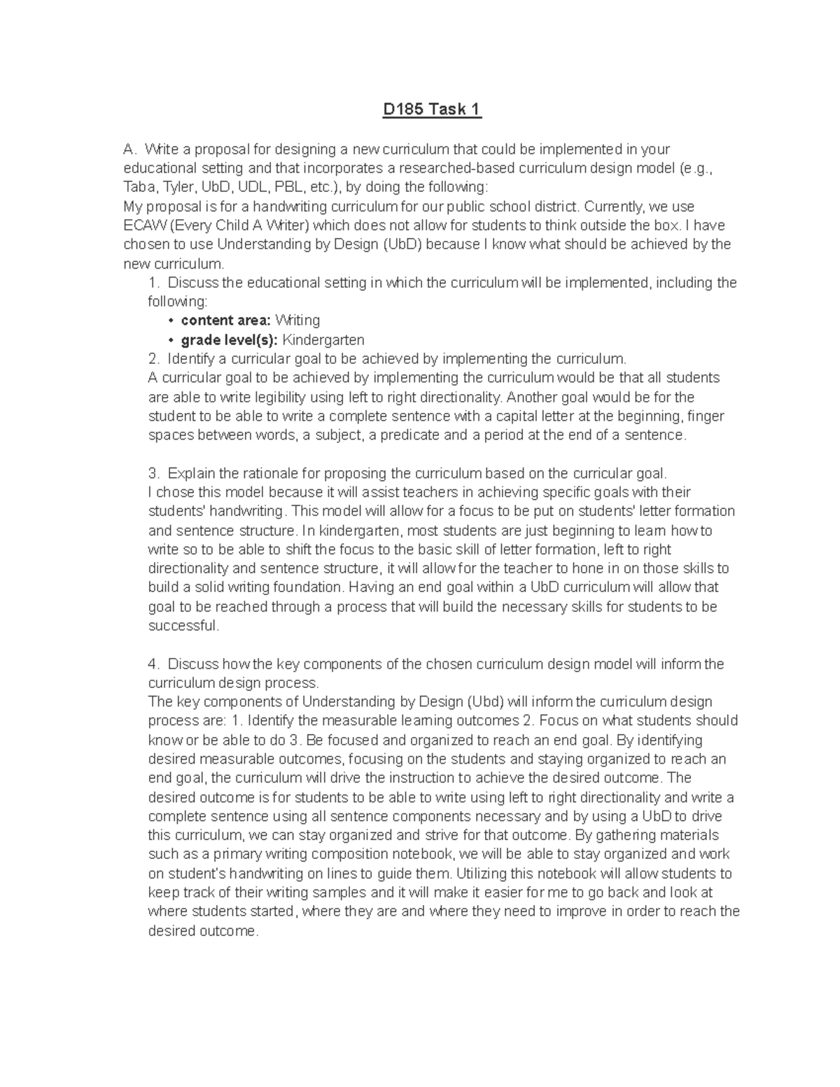 D185 Task 1 - D185 Task 1 - D185 Task 1 A. Write a proposal for ...