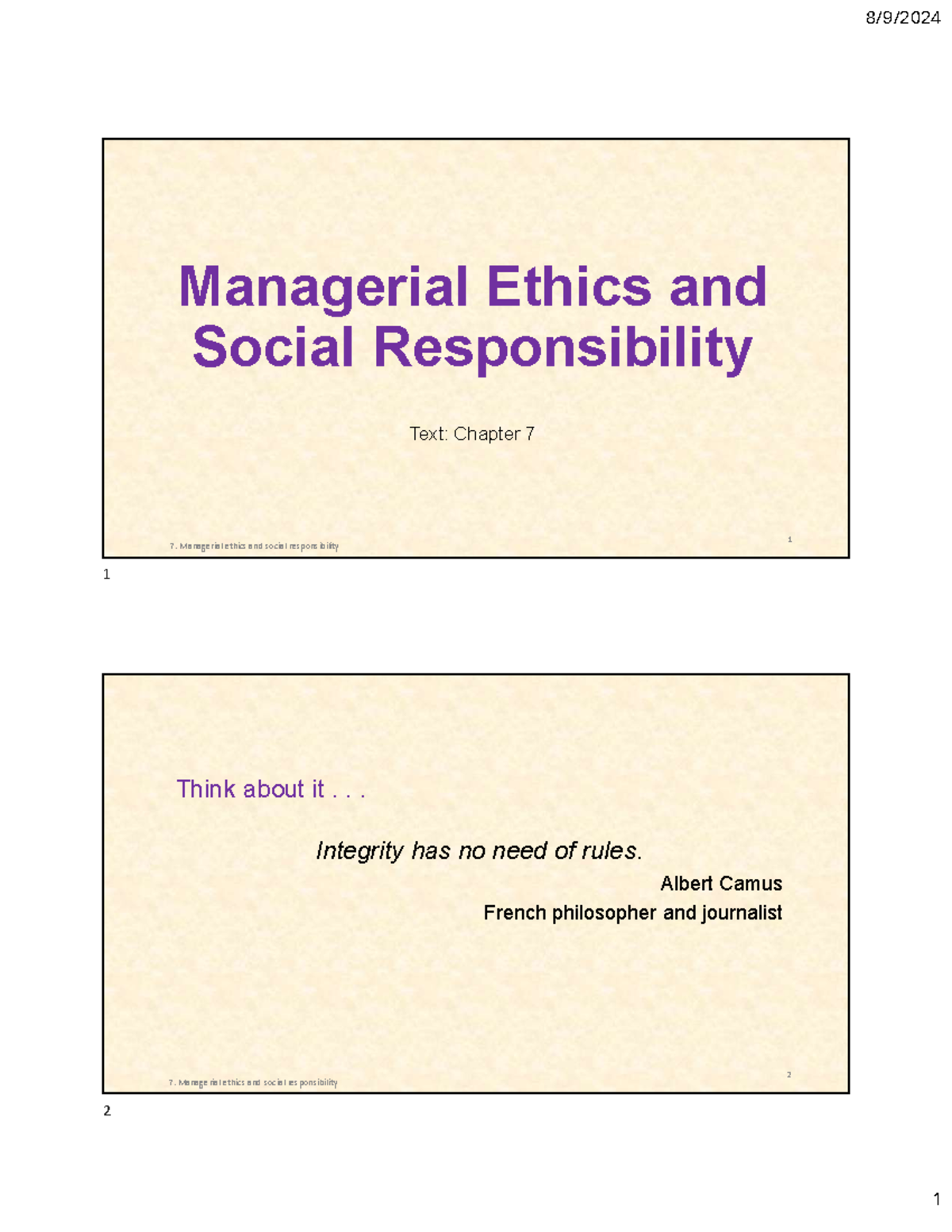 PPT07-Ethics - Management Across Cultures - Managerial Ethics and ...