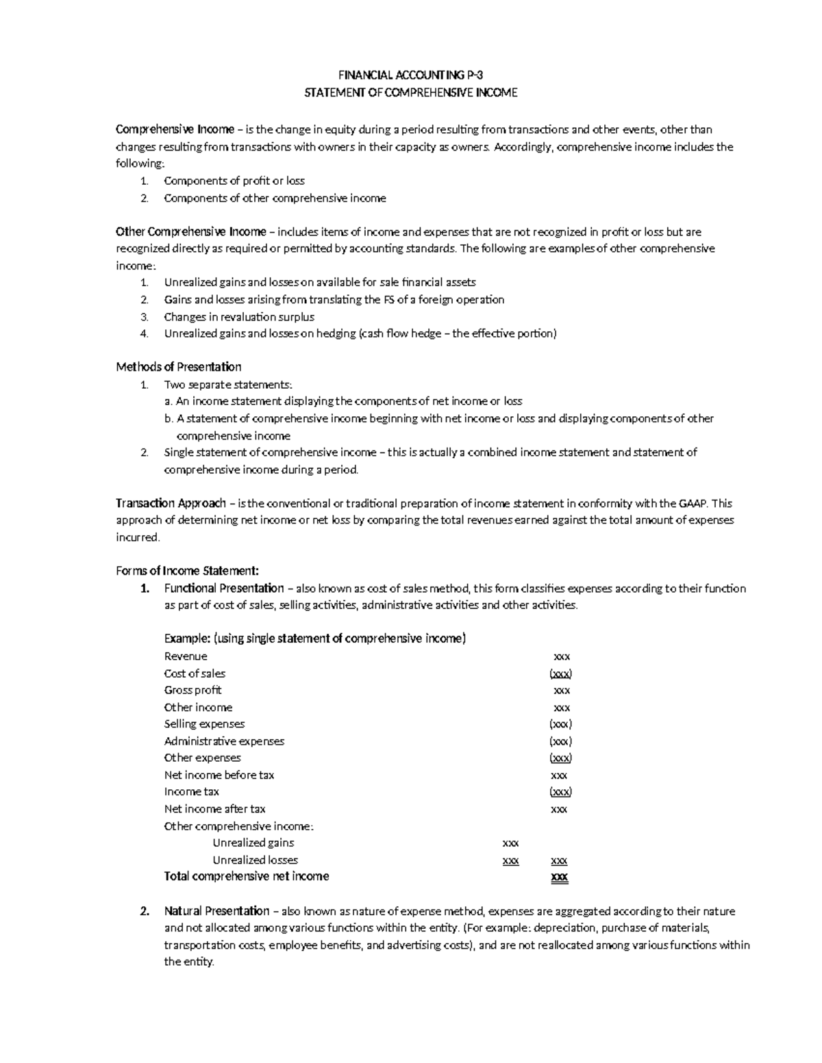 FIN 101: Comprehensive Income Statement Overview and Analysis - Studocu