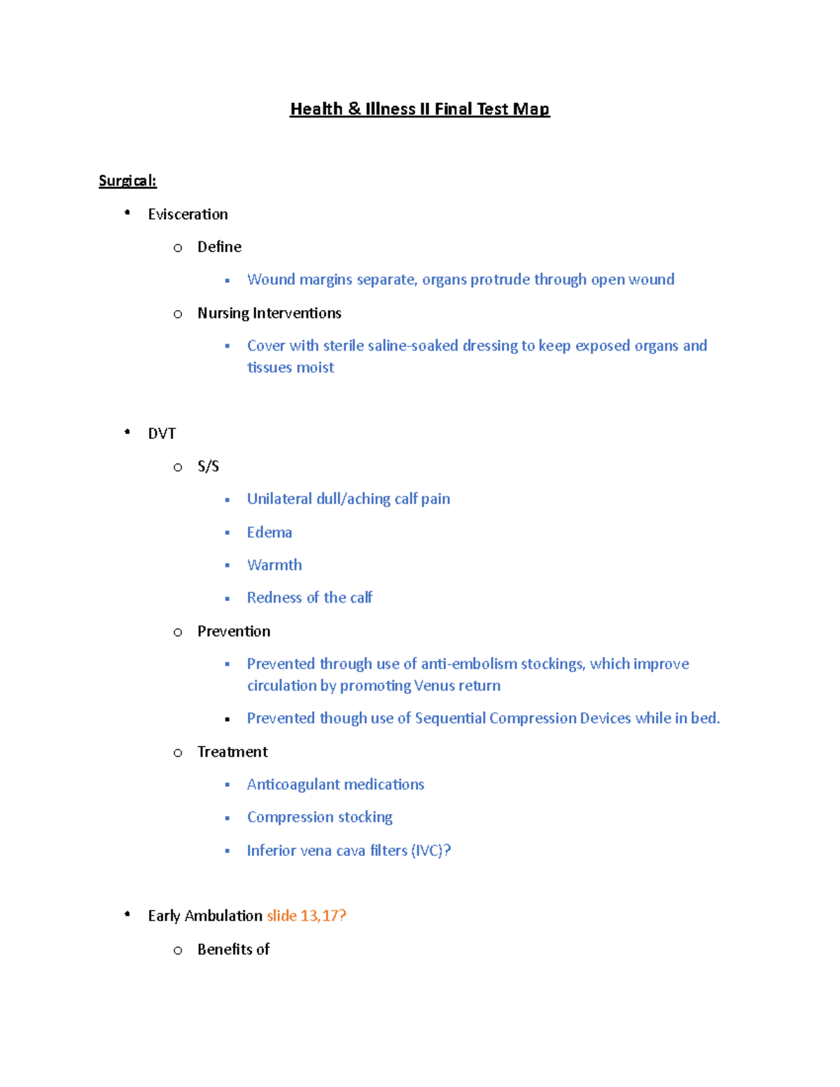 NHI-2 Final Test Study Guide: Health & Illness II Review - Studocu