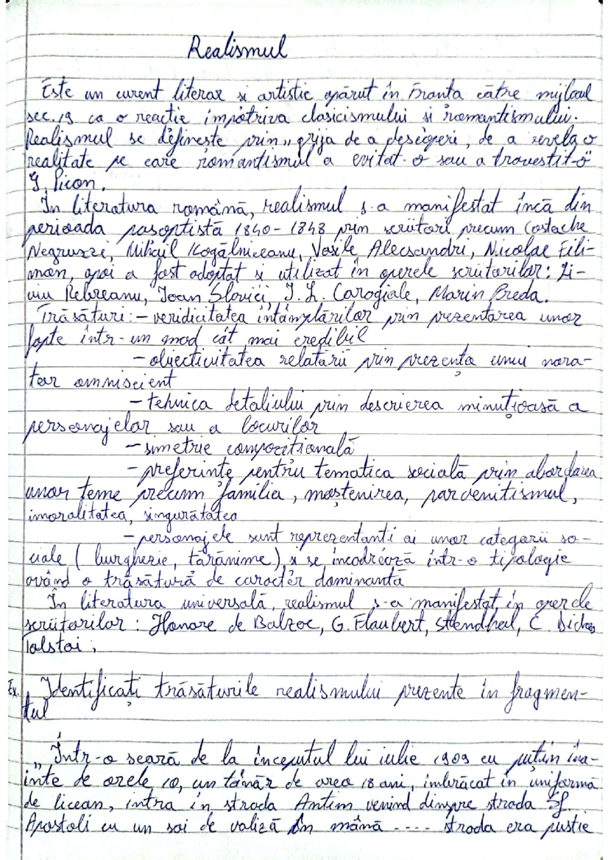 Lectii 1000 - Realismul in Literatura: Caracteristici si Autori - Studocu
