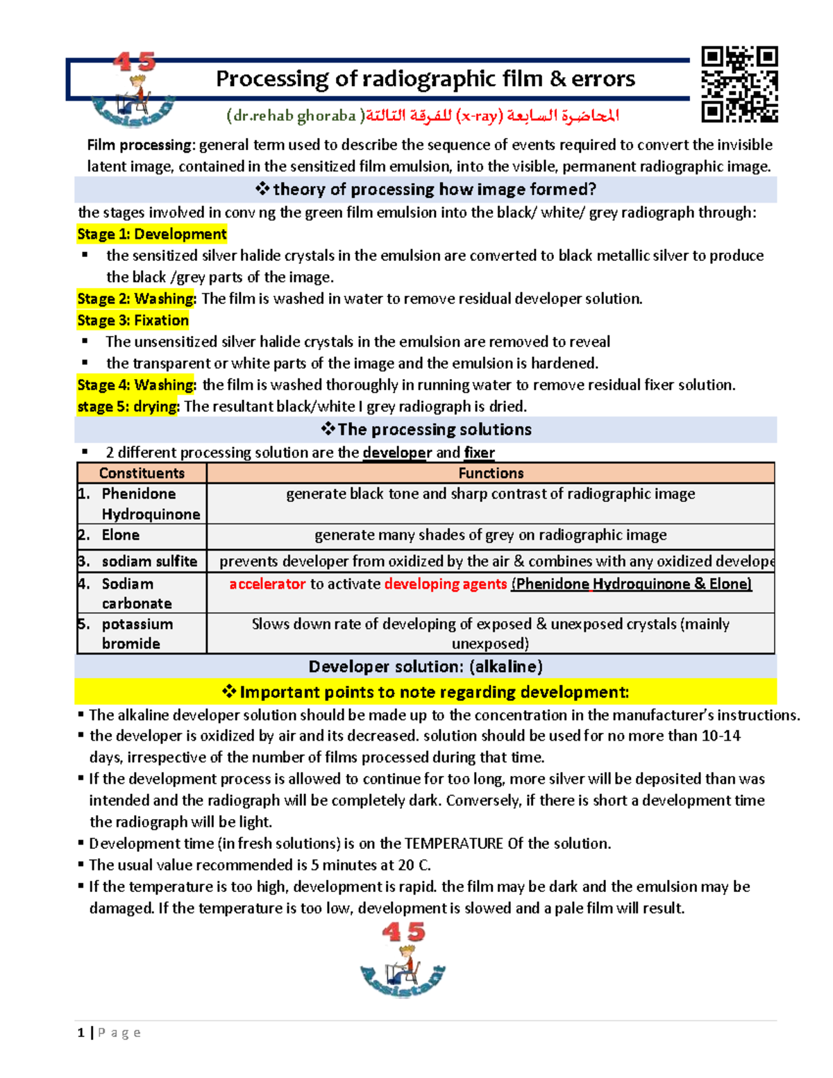07- Processing of radiographic film errors - Processing of radiographic ...