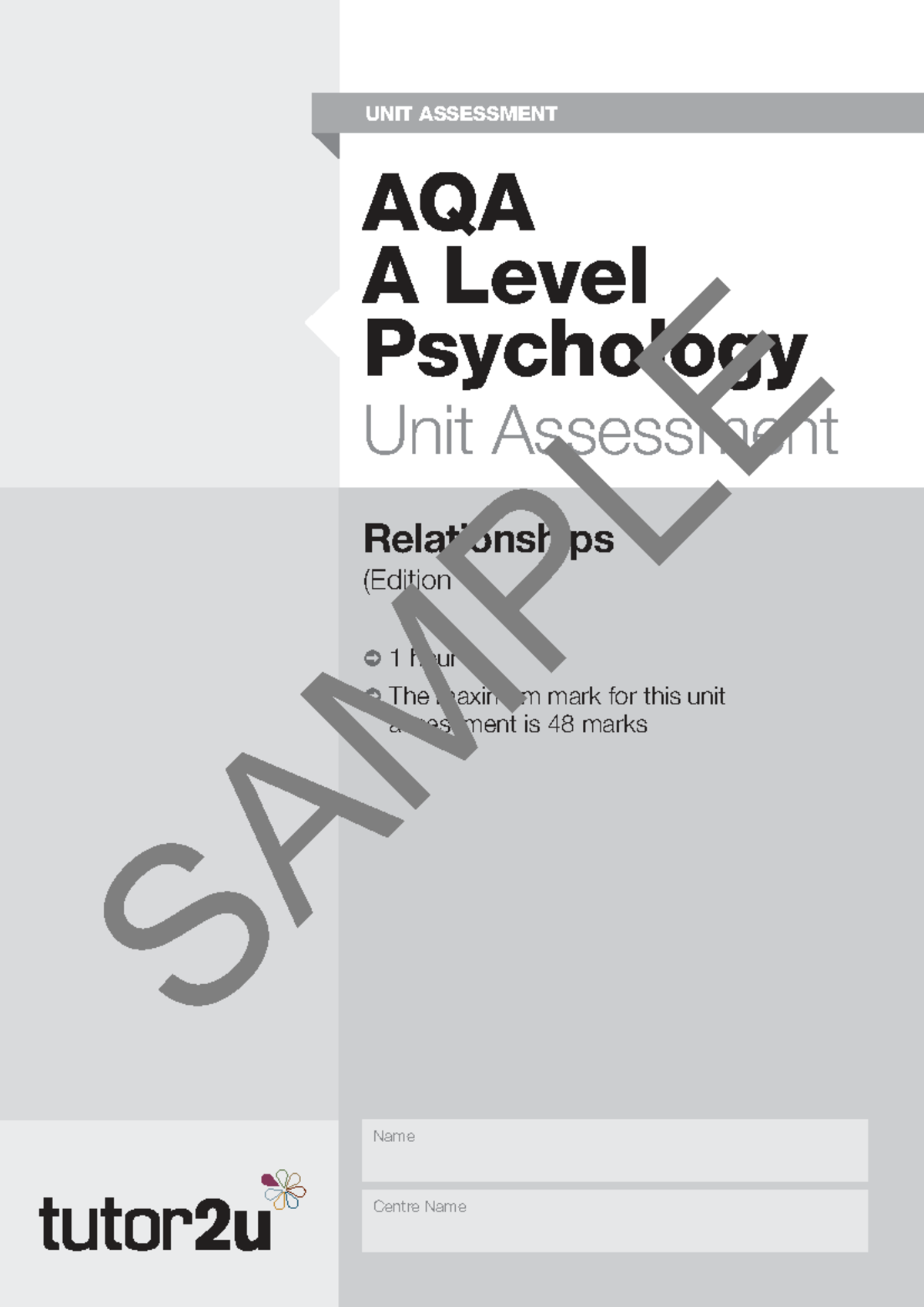 AQA A Level Psychology Unit Assessment: Relationships (Sample) - Studocu
