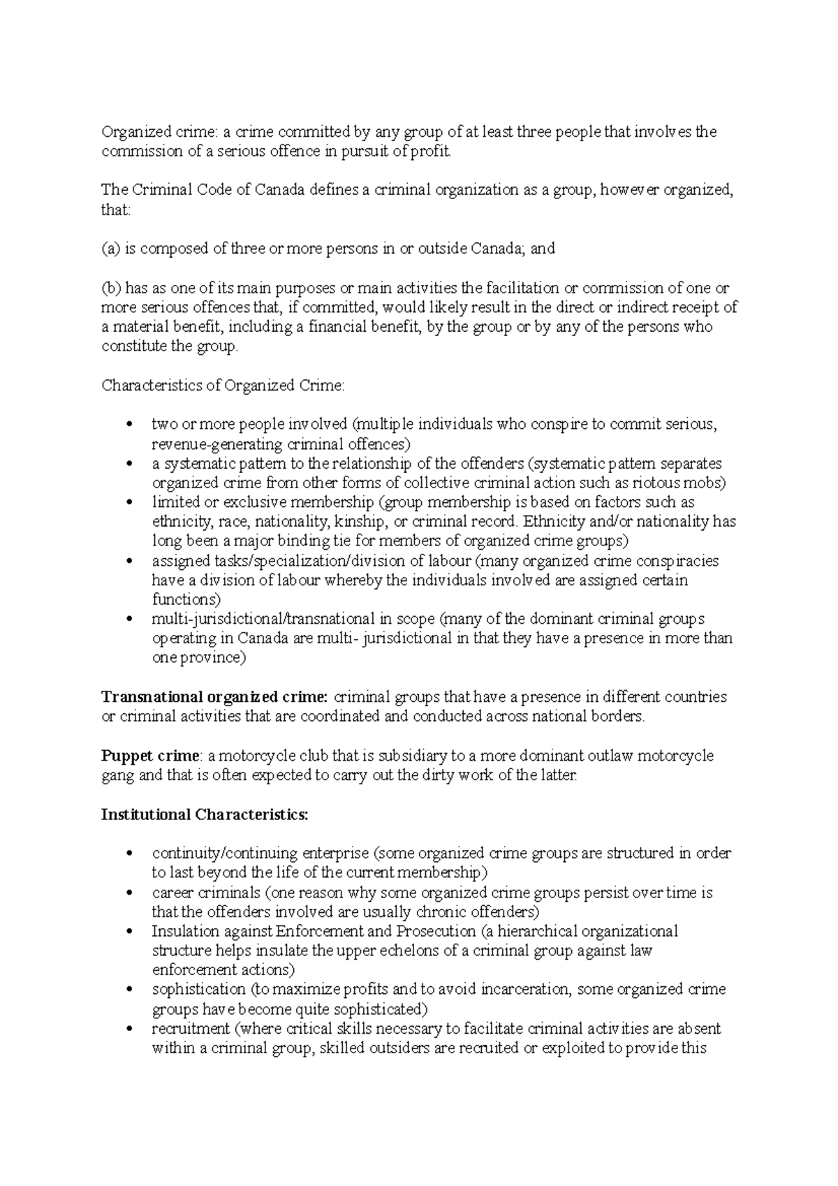 Chapter 16. Organized crime - Organized crime: a crime committed any ...