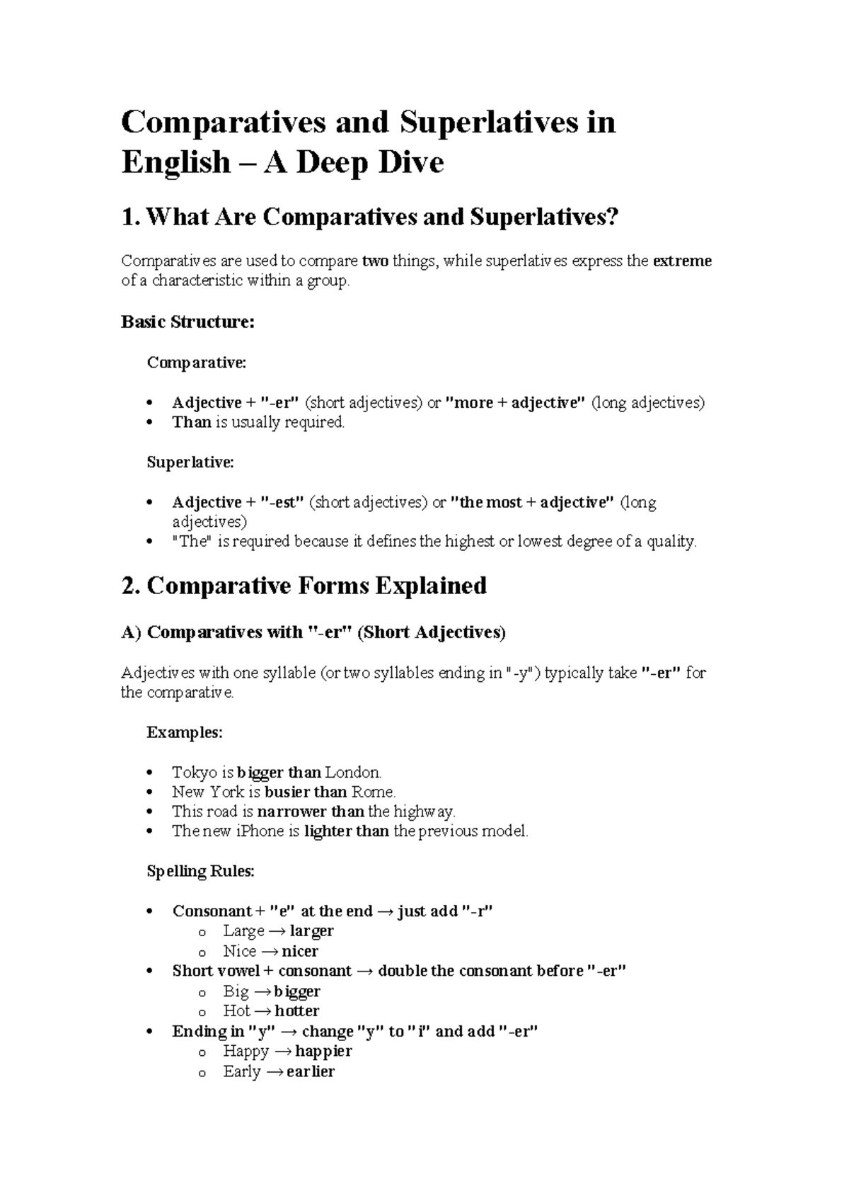 Comparatives and Superlatives in English: A Comprehensive Guide - Studocu
