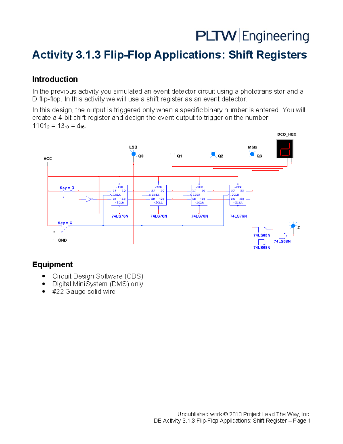 3.1.3.A Shift Registers: Exploring Flip-Flop Applications - Studocu