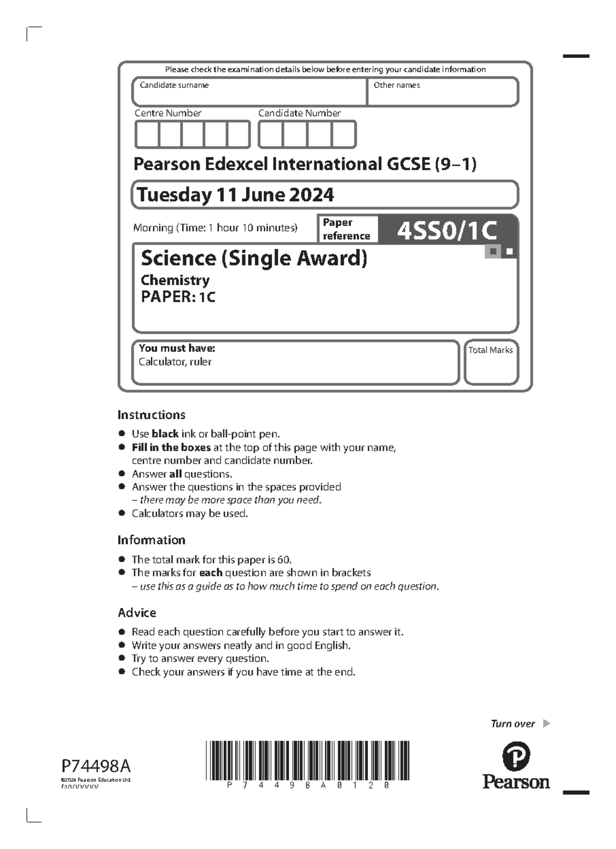 4SS0 1C Chemistry Exam Paper - June 11, 2024 - Studocu