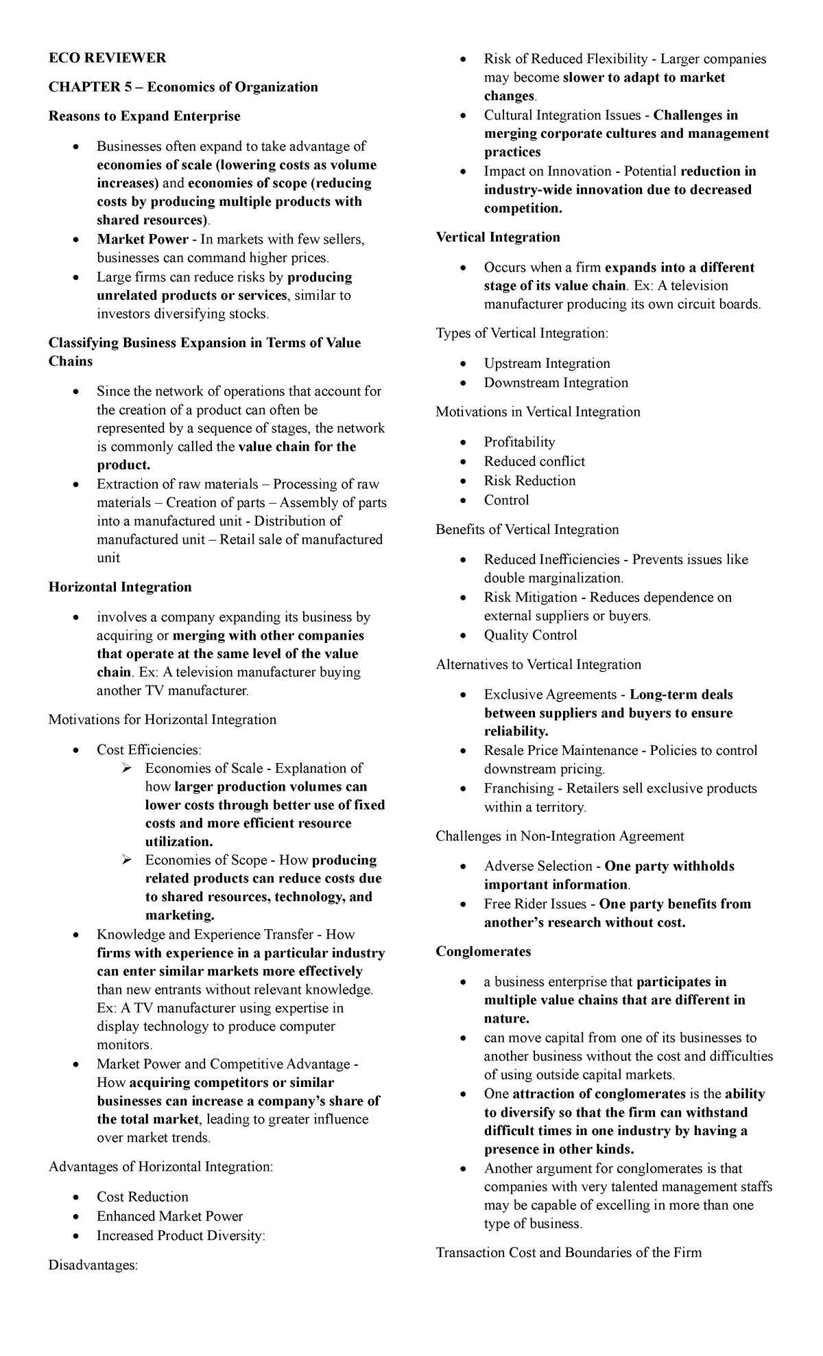 ECO Reviewer Chap 5-6 - ECO REVIEWER CHAPTER 5 – Economics of ...