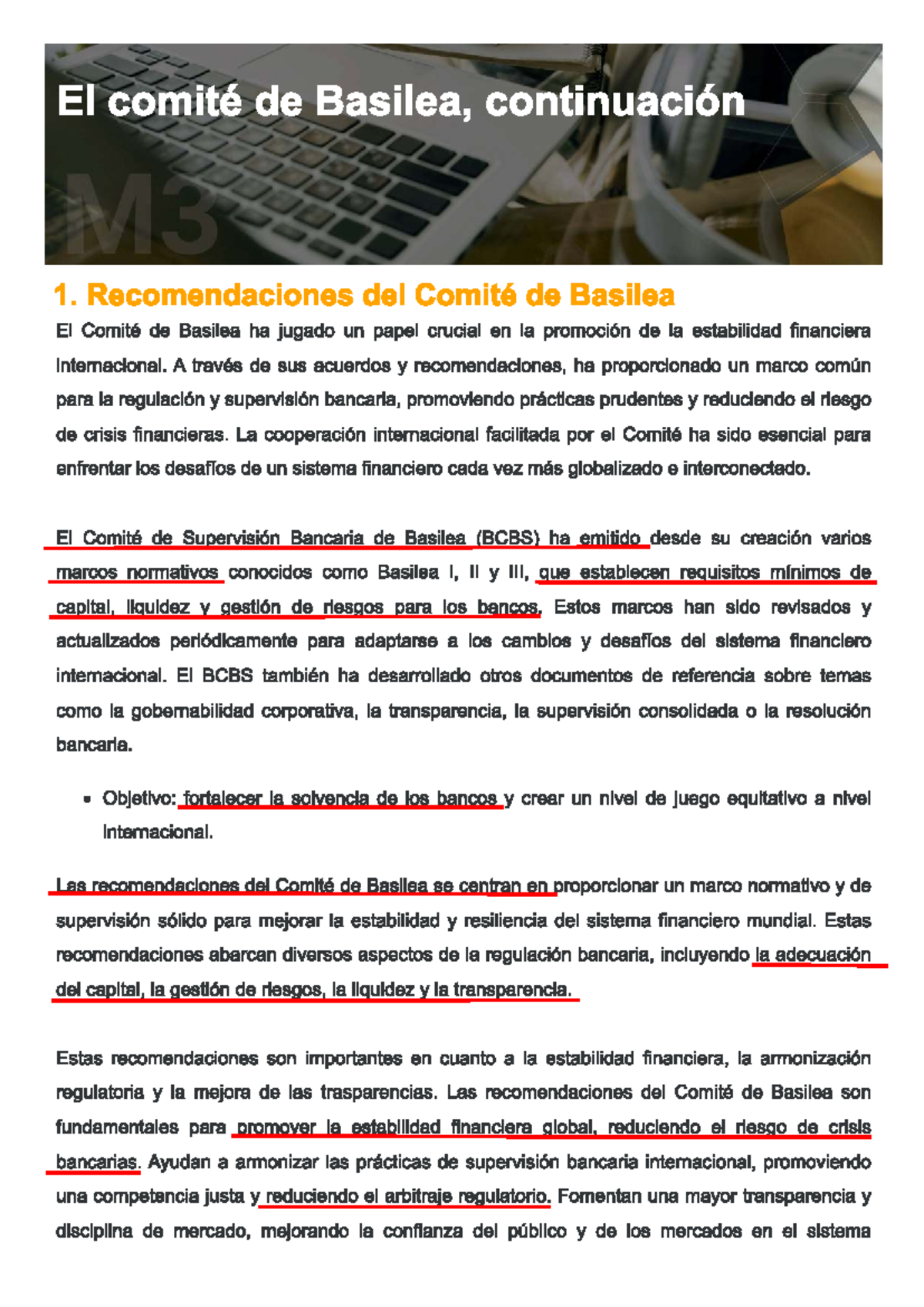 Recomendaciones del Comité de Basilea: Análisis y Desafíos (M3L3) - Studocu