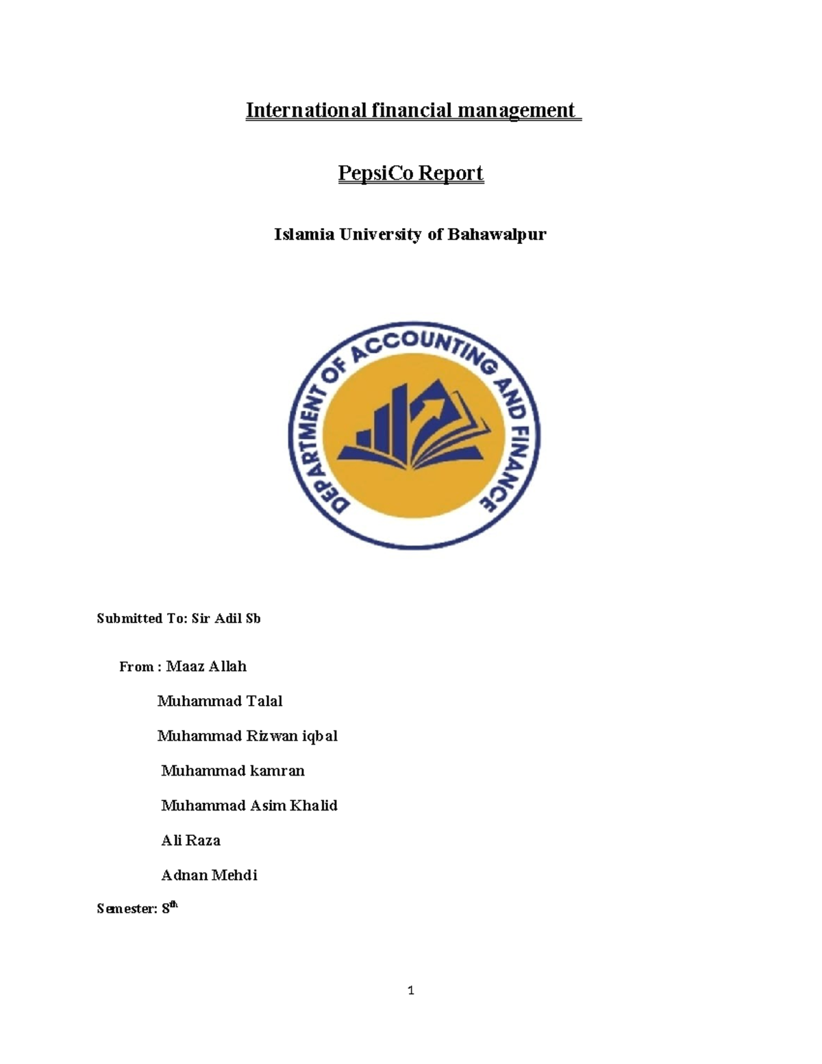 IFM Report 2: Strategic Insights on PepsiCo's Risk Management - Studocu