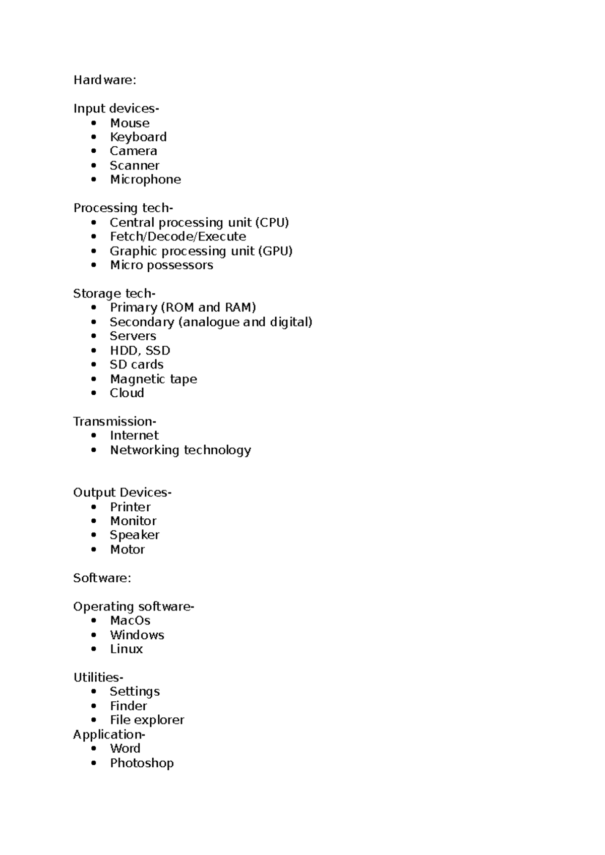 Enterprise Notes Y12: Hardware, Software, and Networking Overview - Studocu