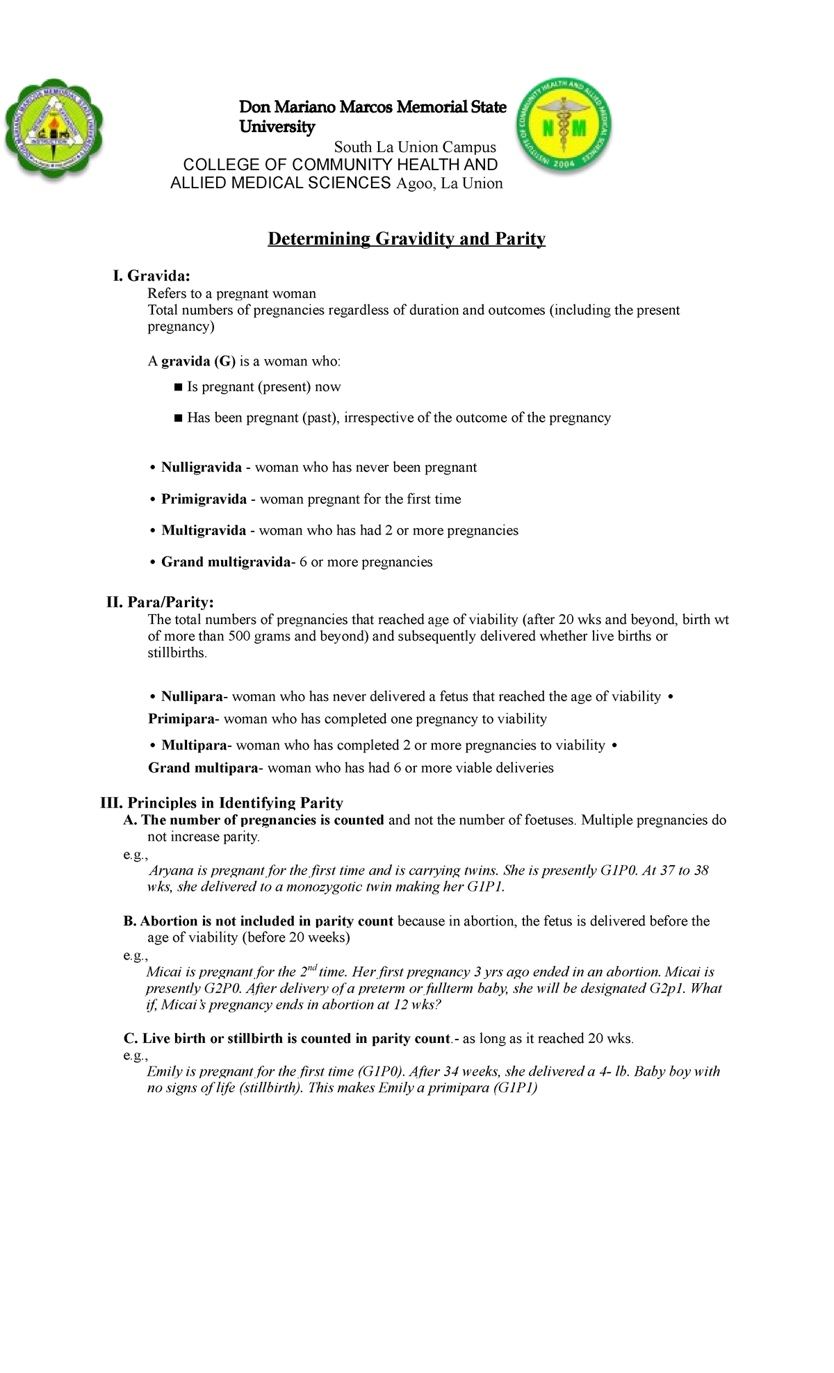 "EDC and AOG Computation: Understanding Gravidity and Parity" - Studocu