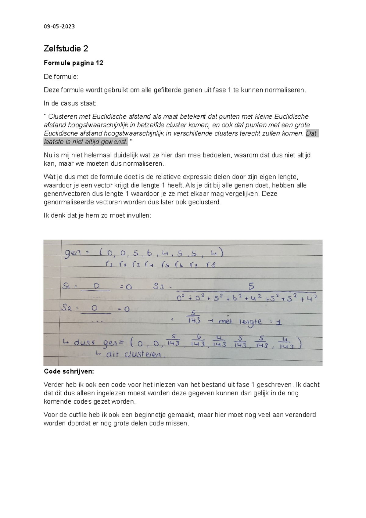 Zelfstudie Opdracht: Normalisatie en Clustering van Genen - Studeersnel