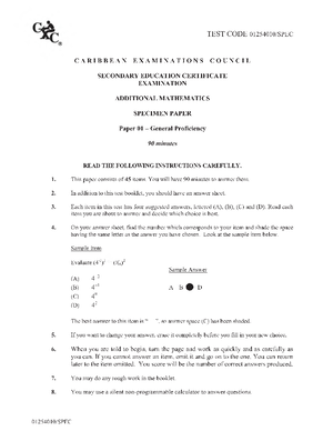 CSEC Maths Formula Booklet for Revision and Exam Preparation - Studocu