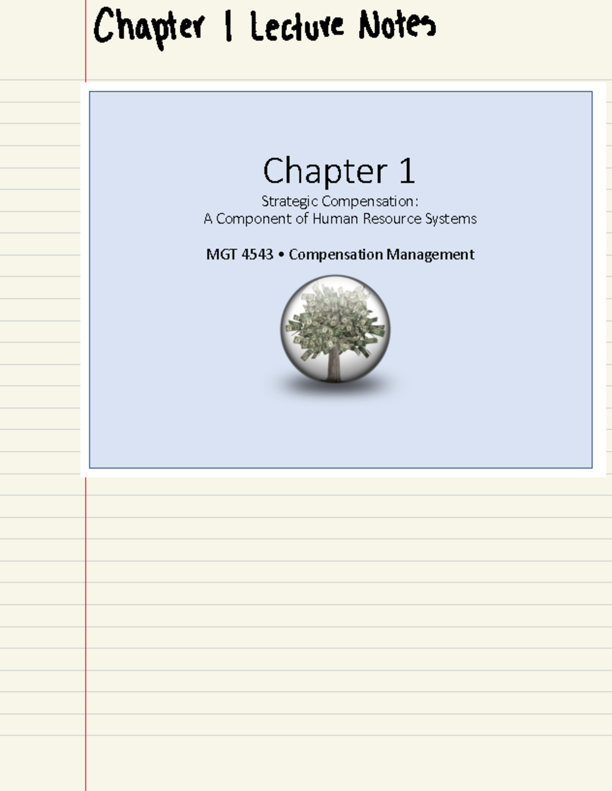 MGT 4543 Final Exam Notes: Chapter 1 on Strategic Compensation - Studocu