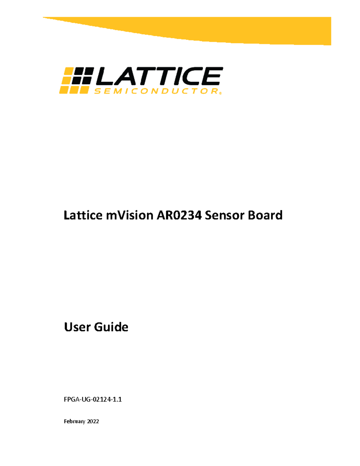 Lattice mVision AR0234 Sensor Board User Guide (FPGA UG 02124) - Studocu