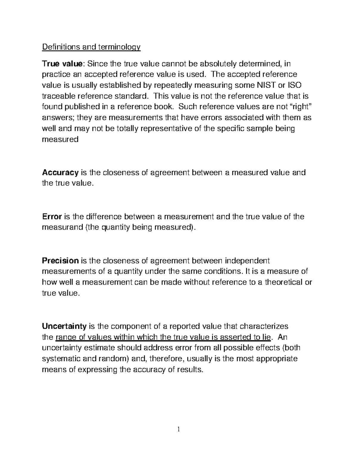 Error Analysis in Measurements: Understanding Uncertainty and Accuracy (CBE 102) - Studocu