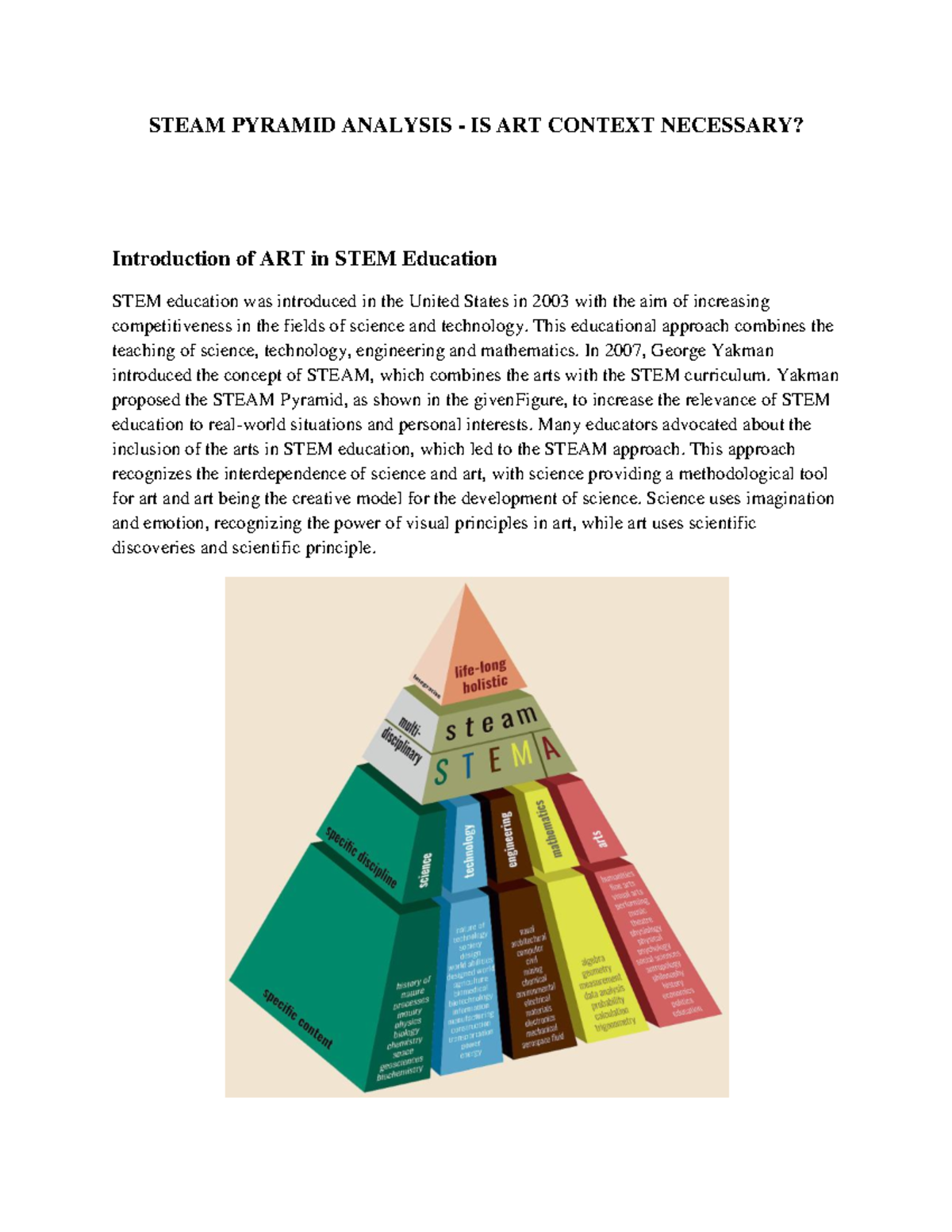 POE Assignment 2 - STEAM PYRAMID ANALYSIS - IS ART CONTEXT NECESSARY ...