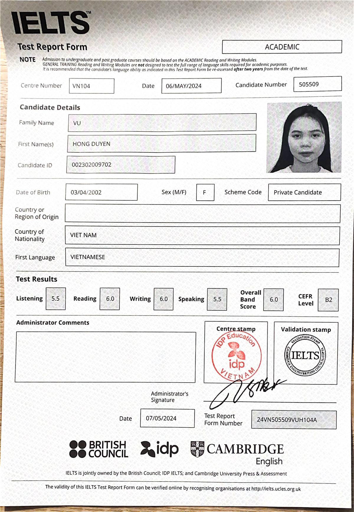 Test Report Form 4 - ssdfghjkcvbnm, - IELTS Test Report Form ACADEMIC ...