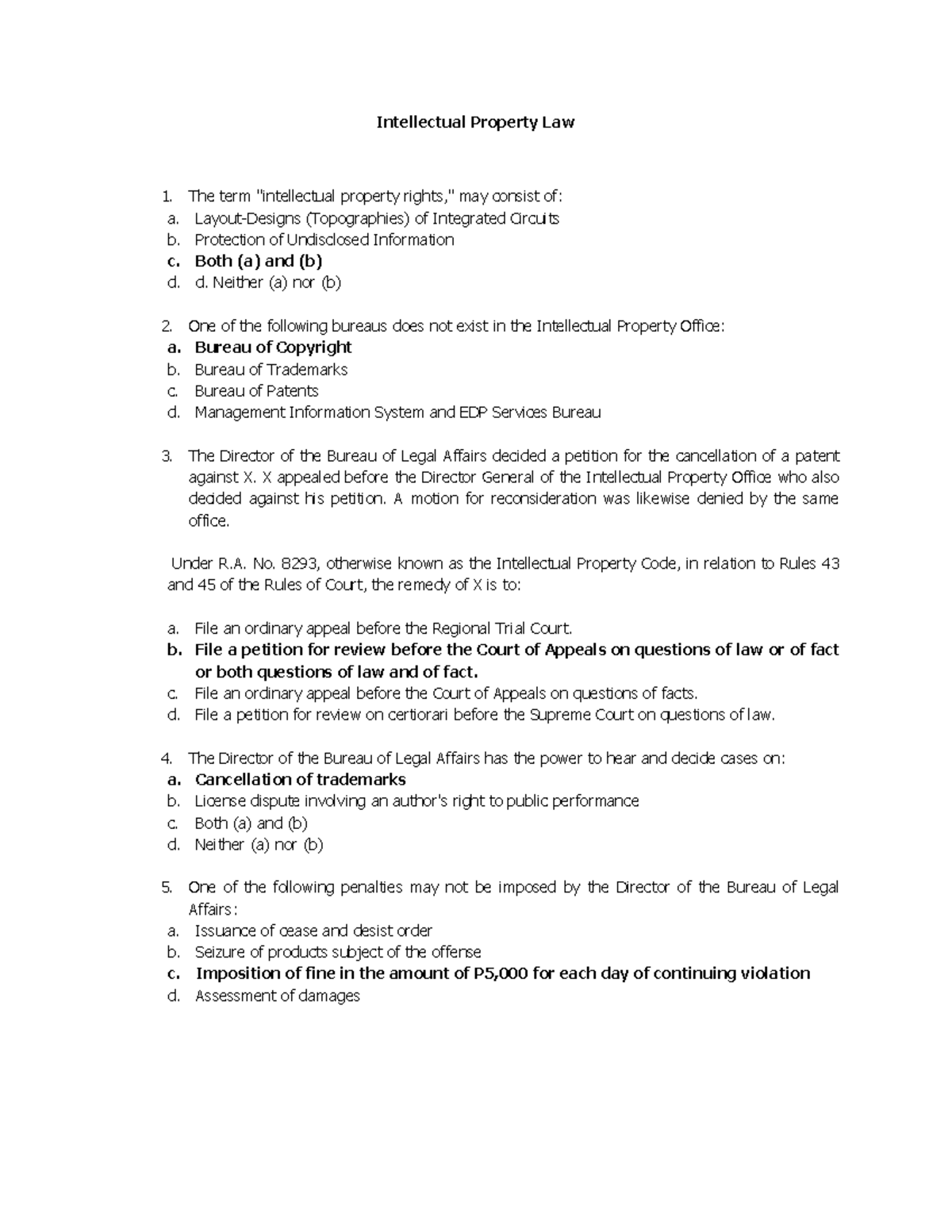 I CARE Intellectual Property Law 1 Preweek Review - Studocu