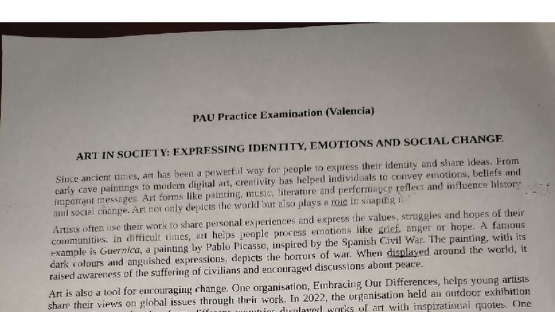 PAU Practice Exam 1000059144: Art in Society & Identity Expression ...