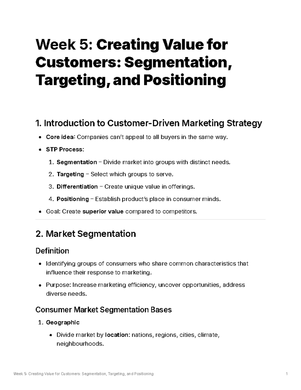 Week 5: Marketing Strategy - Segmentation, Targeting & Positioning ...