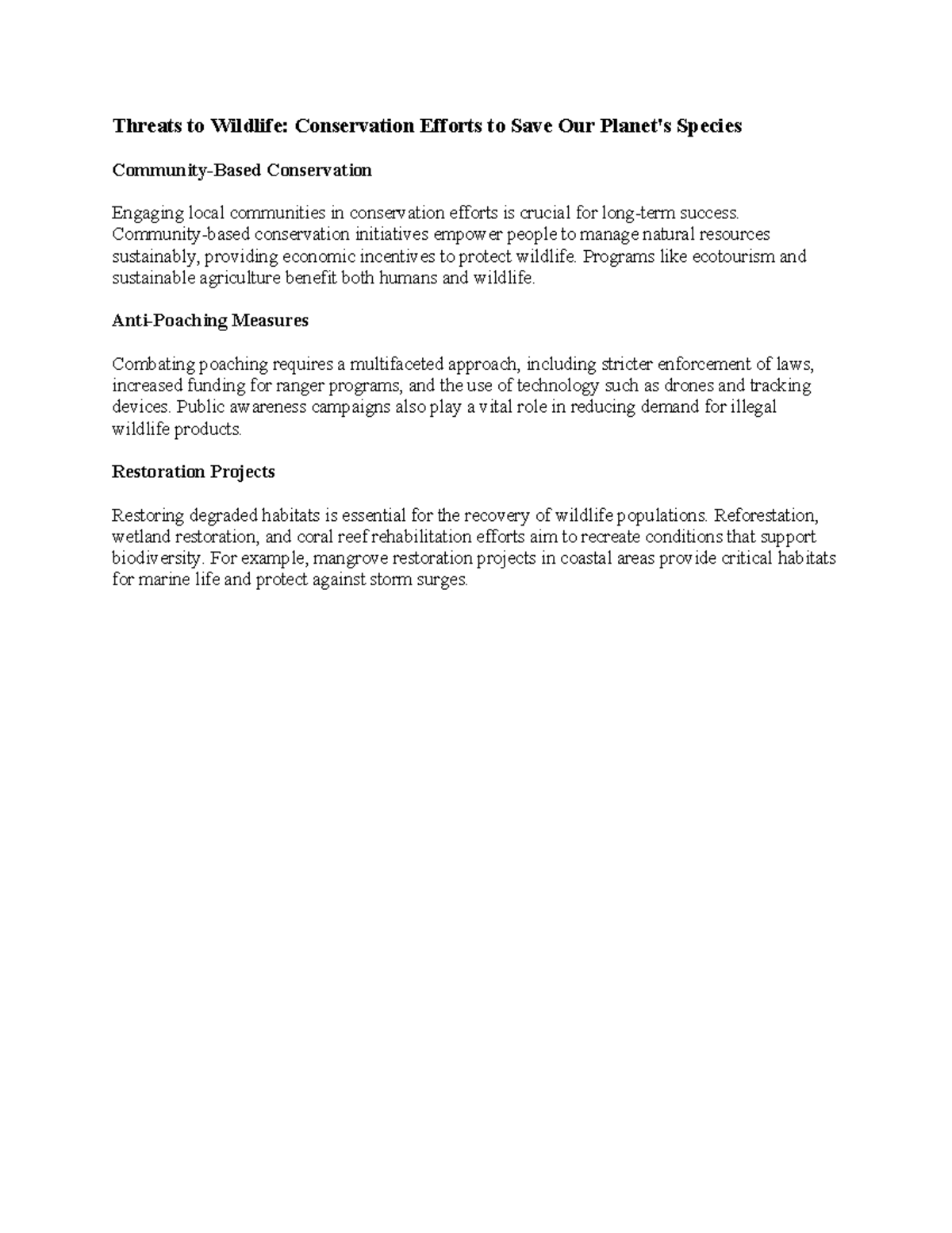 Threats to Wildlife-9 - Community-based conservation initiatives ...