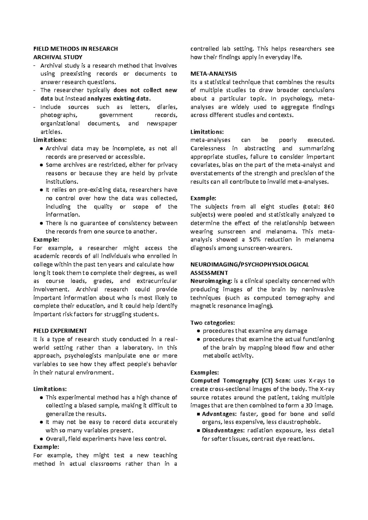 Fields M1 - Archival and Field Research Methods Overview - Studocu