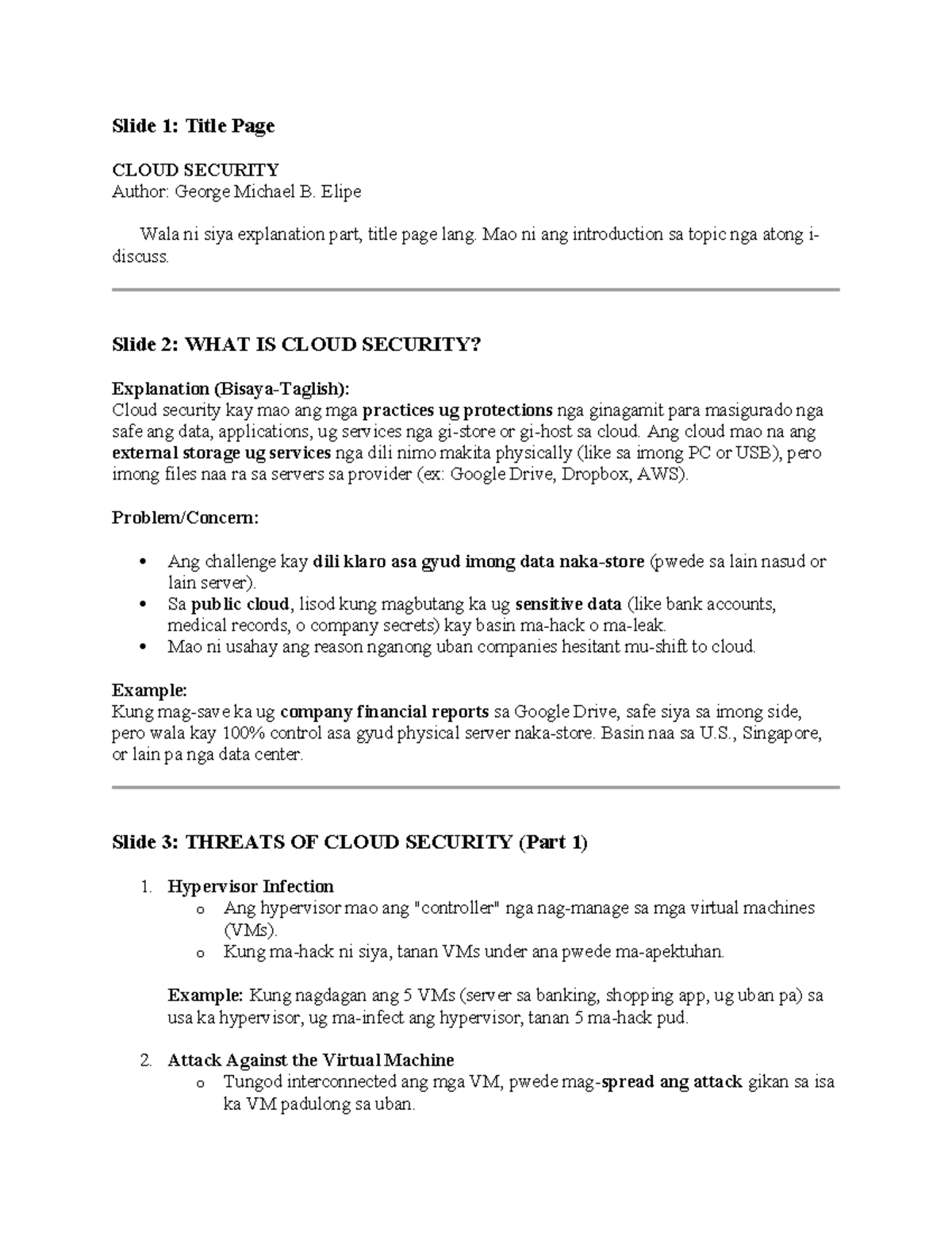 CLOUD SECURITY OVERVIEW: THREATS & COUNTERMEASURES (CS 101) - Studocu