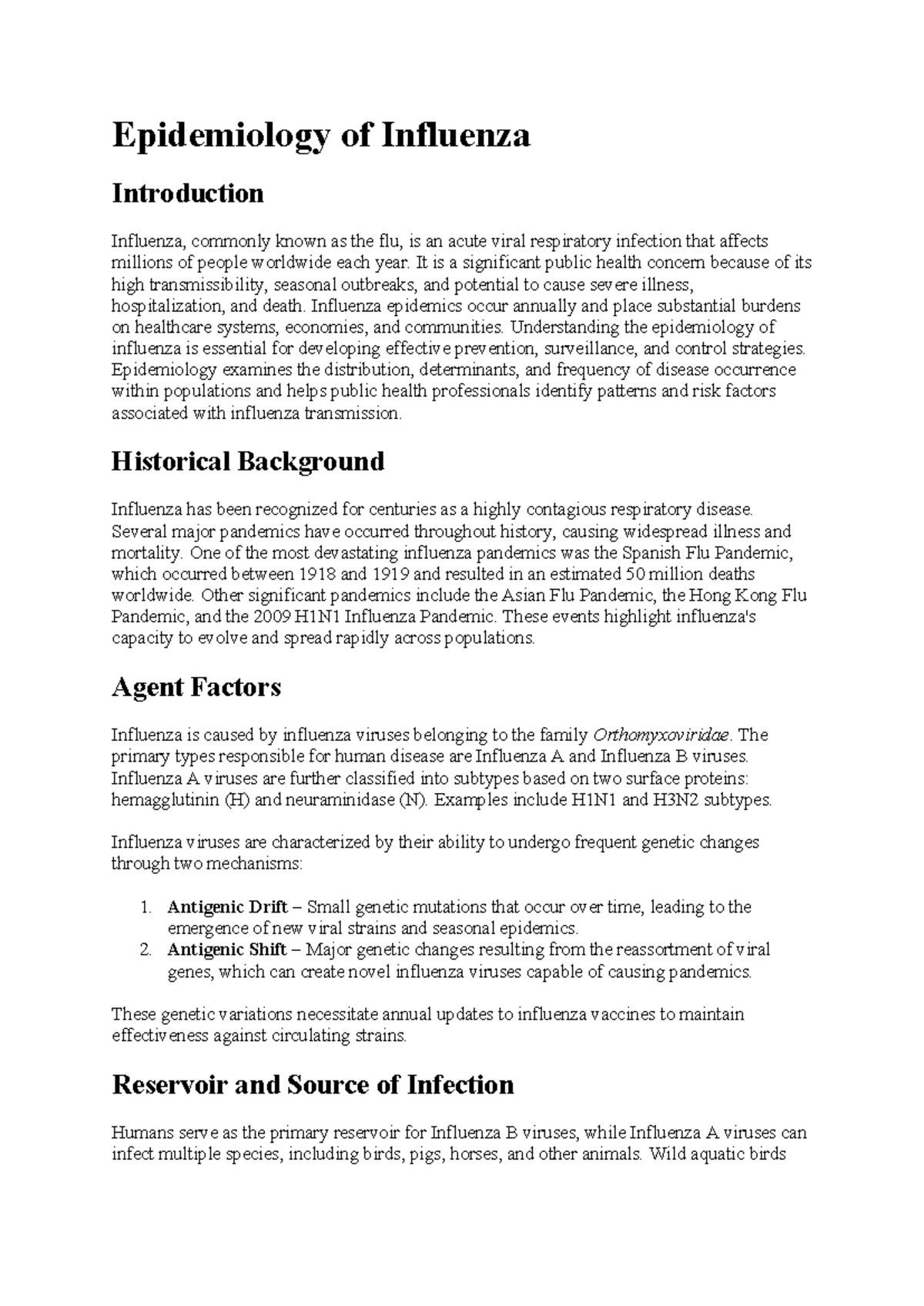 Epidemiology of Influenza: Insights and Public Health Implications ...