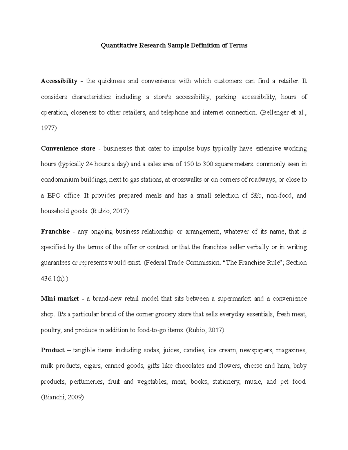 Quantitative Research Terminology Definitions for Study Purposes - Studocu
