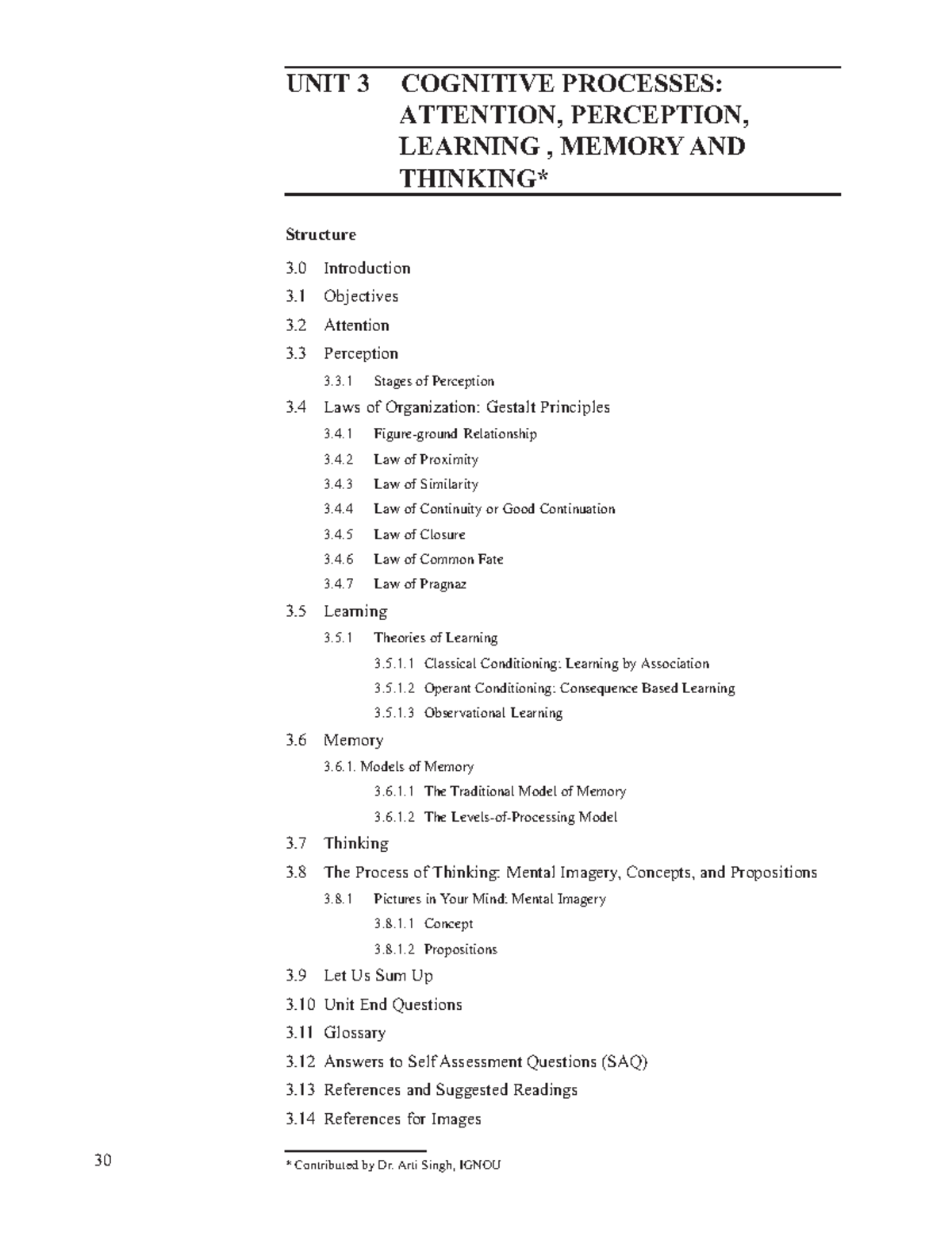 Unit 3 - Cognitive Processes: Attention, Perception, Learning, Memory, Thinking - Studocu