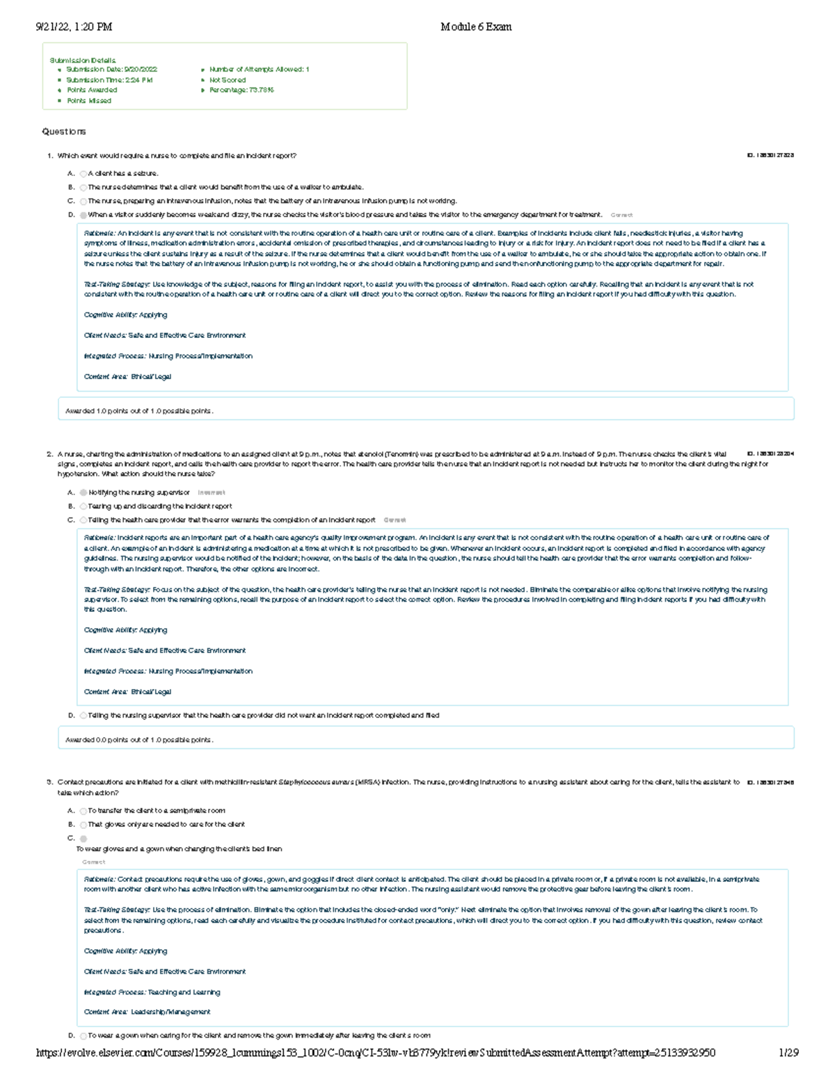 Module 6 Exam: Nursing Incident Reports & Emergency Procedures - Studocu