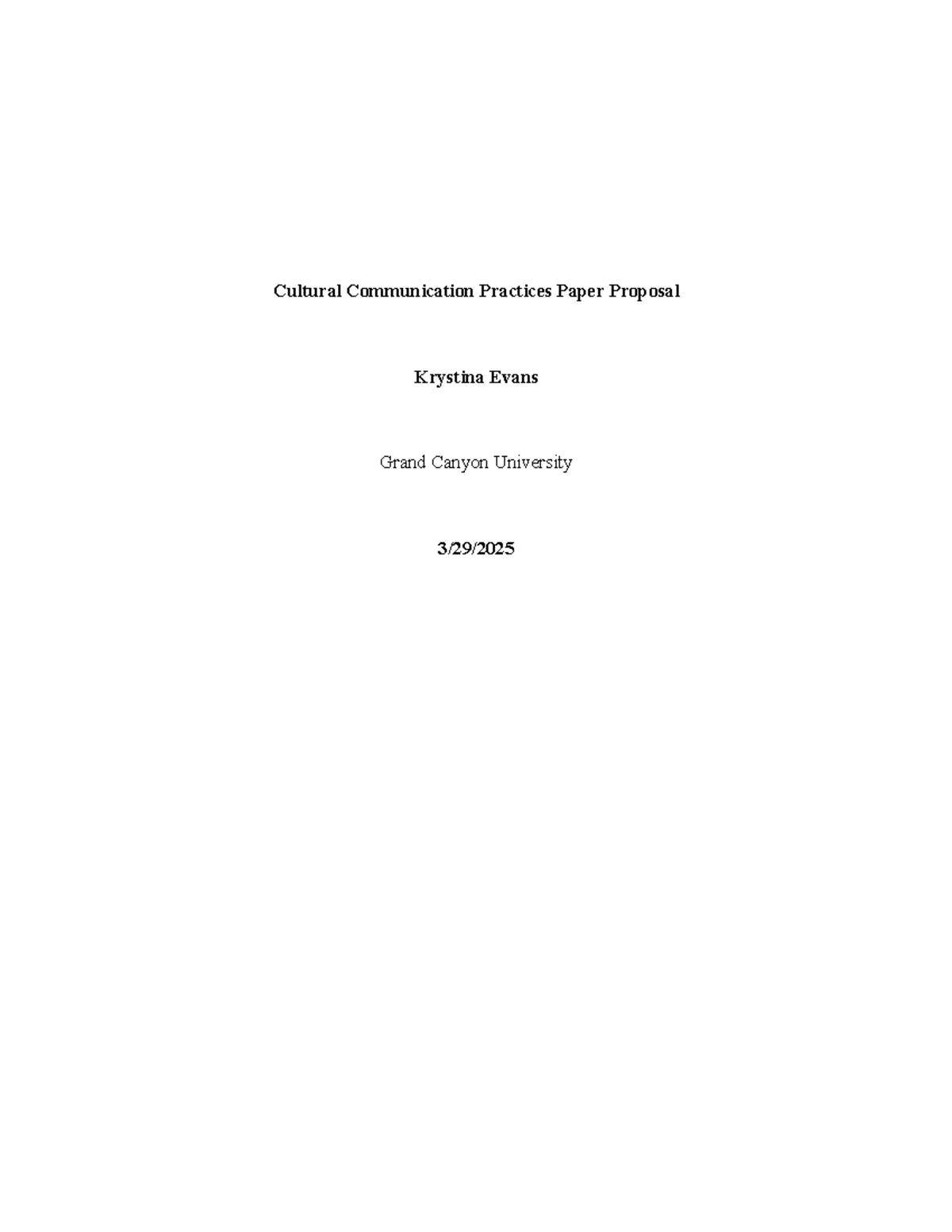 Cultural Communication Proposal - Cultural Communication Practices ...