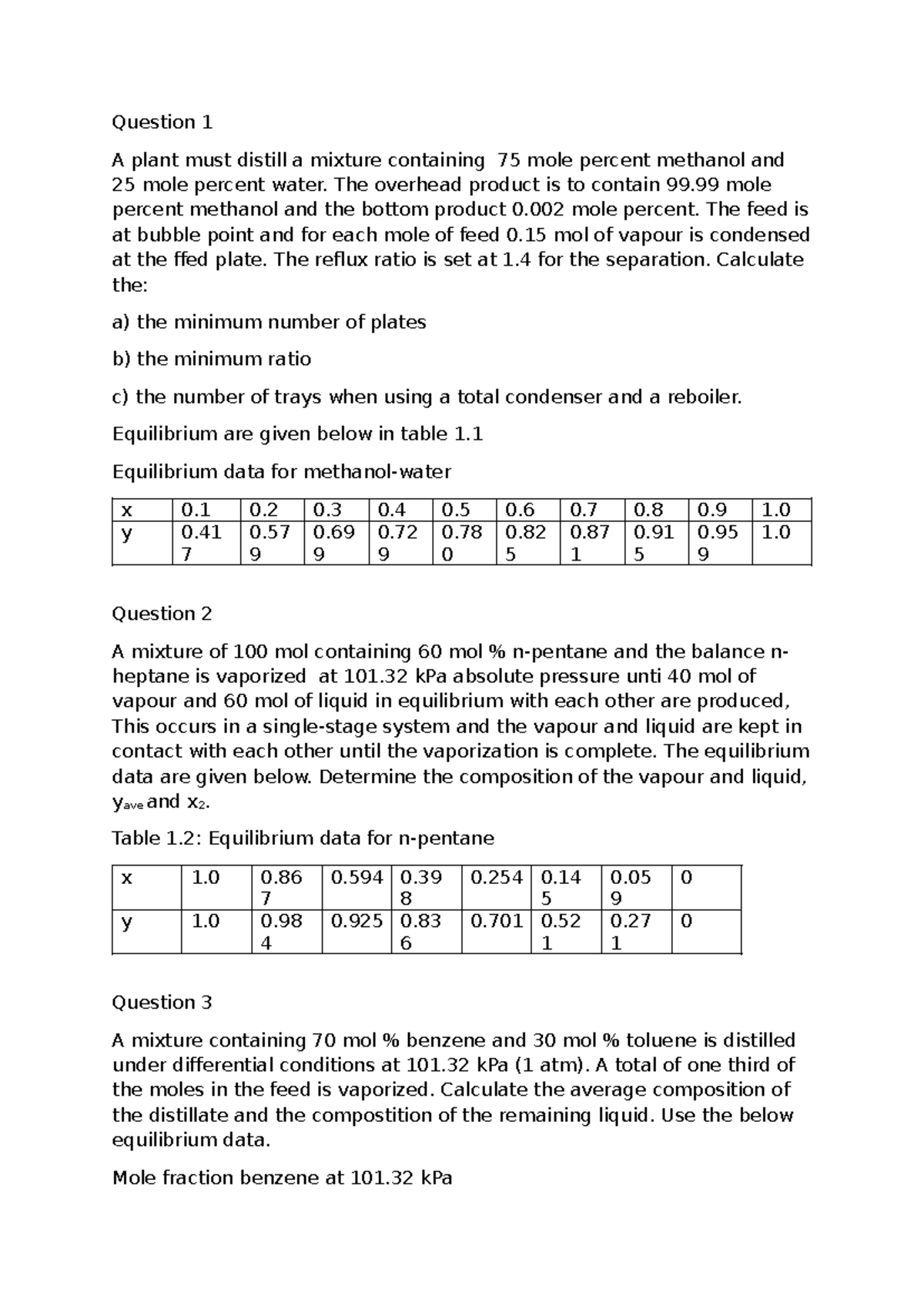 Distillation Tutorial 1: Calculations for Separation Processes - Studocu