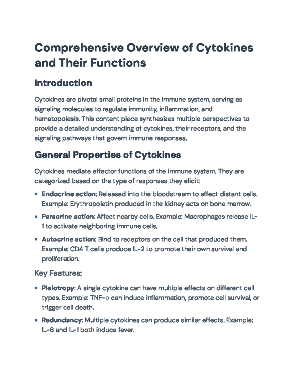 Comprehensive Overview of Cytokines and Their Immune Functions ...
