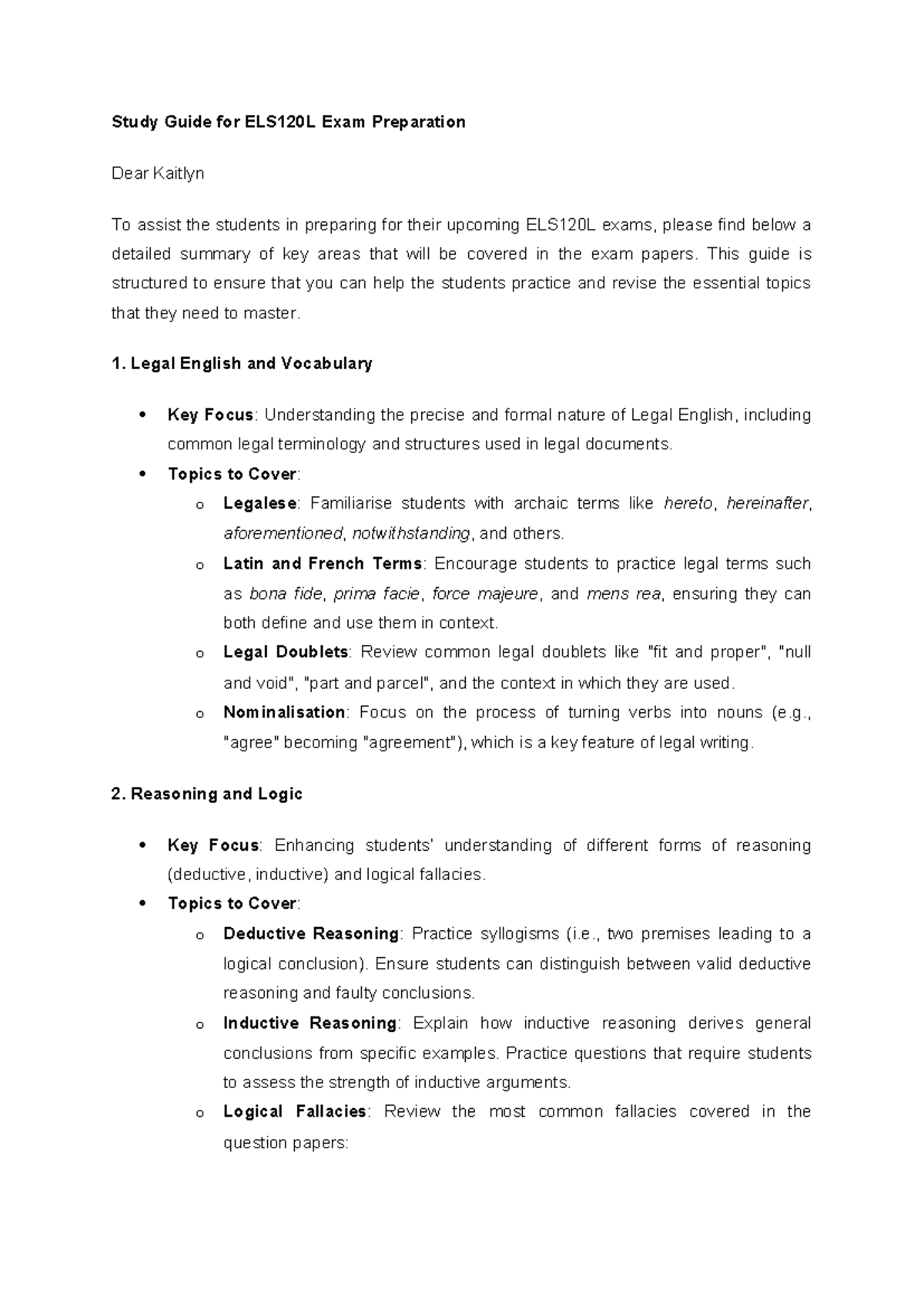 ELS120L Final Exam Study Guide: Key Topics & Strategies - Studocu
