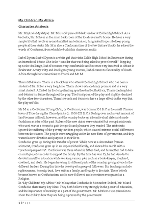 Analysing the Themes in MCMA - Analysing the Themes in ‘My Children! My ...