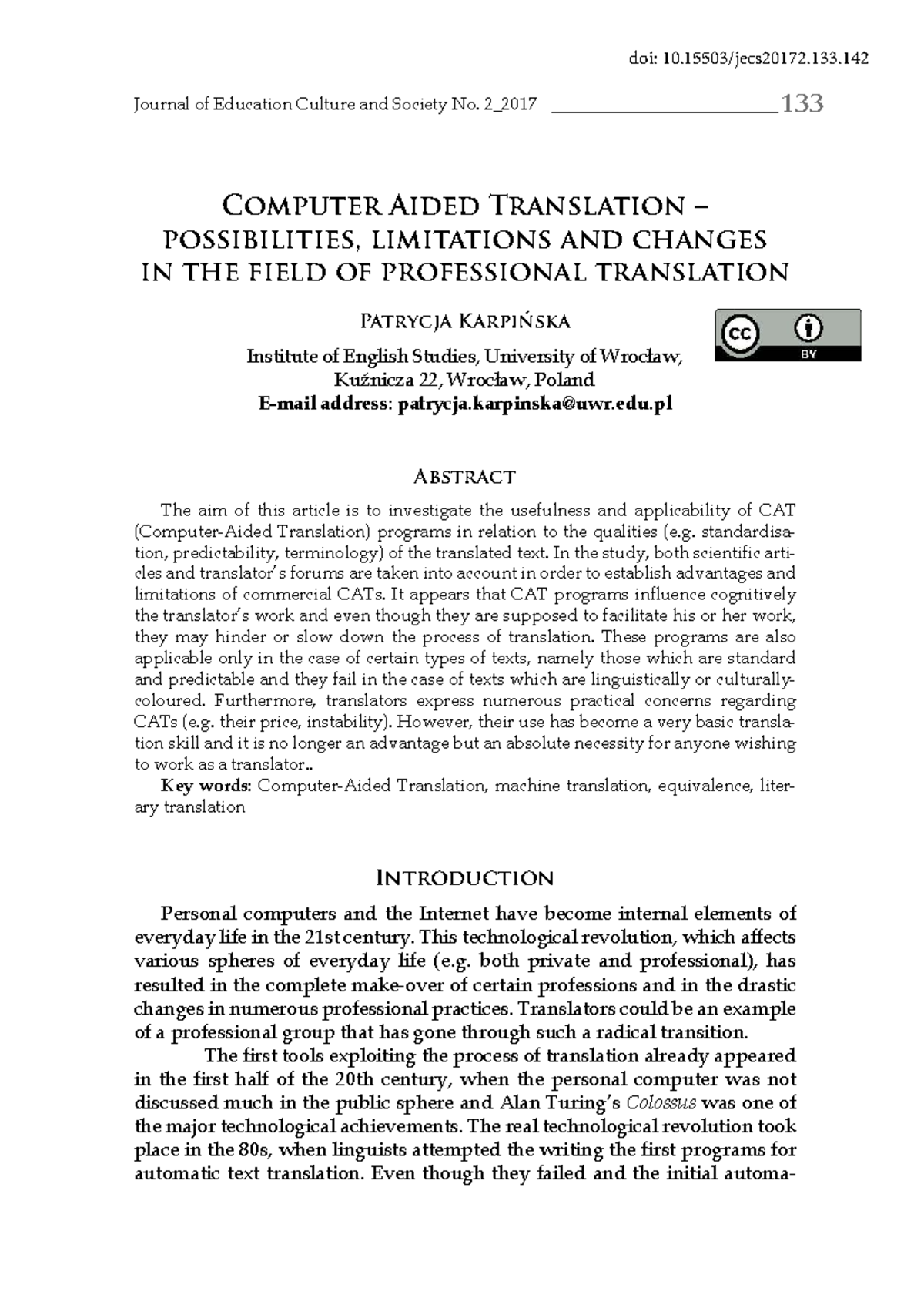 CAT Programs in Professional Translation: Possibilities & Limitations ...