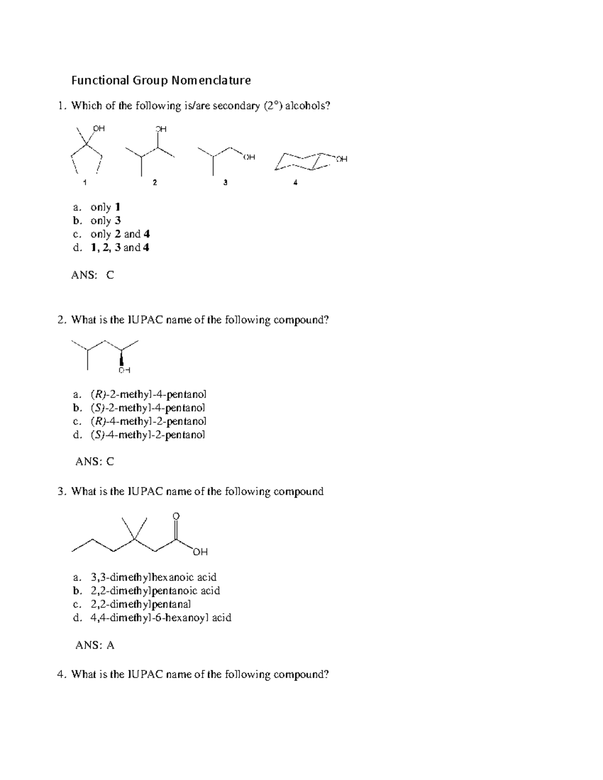 Worksheet functional groups answer key - Functional Group Nomenclature ...