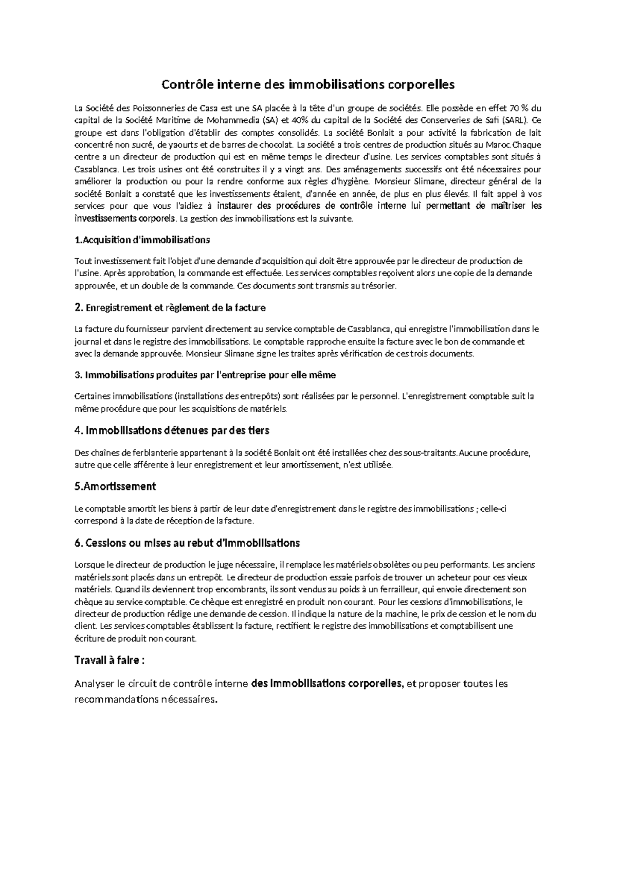 Analyse du Contrôle Interne des Immobilisations Corporelles - CI 2023 ...