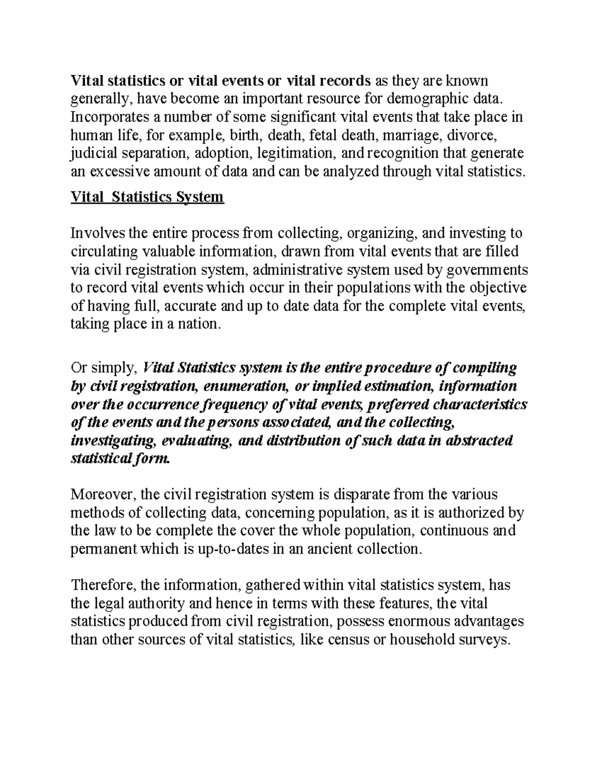 Vital Statistics: Lecture Notes on Demographic Data Analysis - Studocu