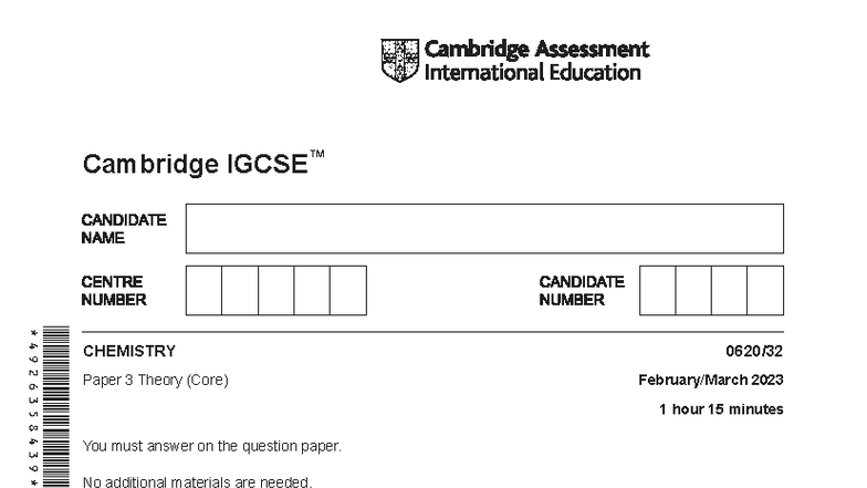 Mar 23 P3 QP - Cambridge Chemistry Theory Exam 2023 - Studocu
