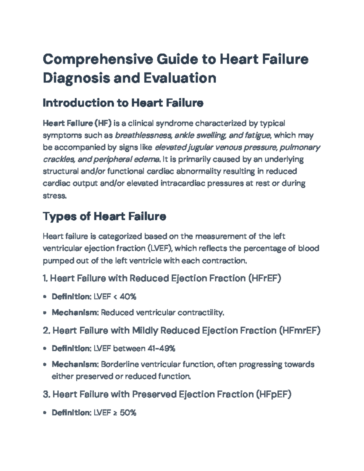 Comprehensive Guide to Heart Failure: Diagnosis & Evaluation (MED101 ...