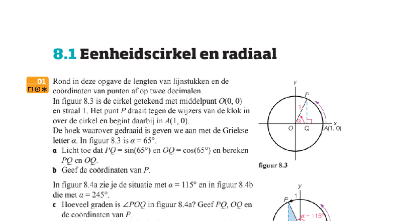 Hoofdstuk 8.1 Eenheidscirkel en Radiaal - Getal & Ruimte VWO Wiskunde B ...