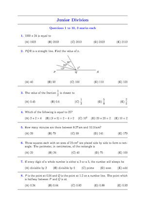 AMC mathematics - Grade: 7 - Secondary School - Studocu